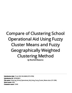 Compare of Clustering School Operational Aid Using Fuzzy Cluster Means ...